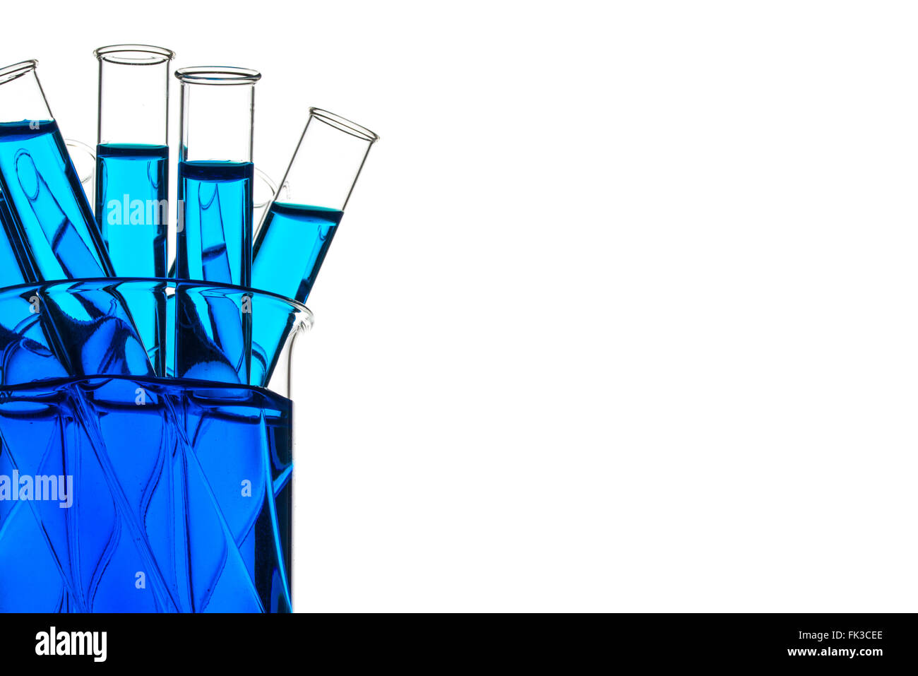 Test tubes blue liquid, Laboratory Glassware for chemical research ...