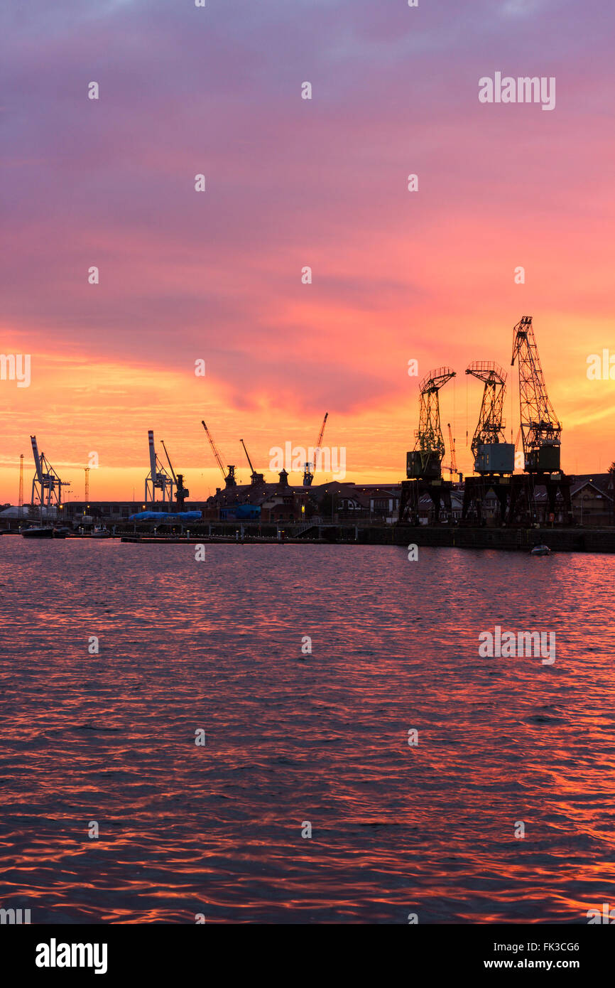 Beautiful sunrise over Port of Szczecin in Poland Stock Photo - Alamy