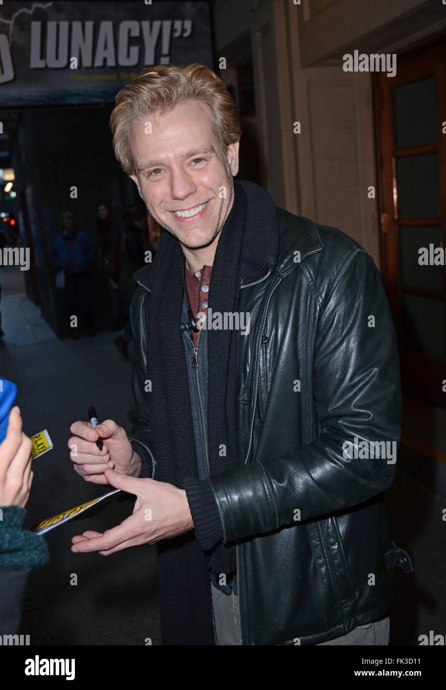 New York, NY, USA. 6th Mar, 2016. Adam Pascal exits "Disaster!" at the ...
