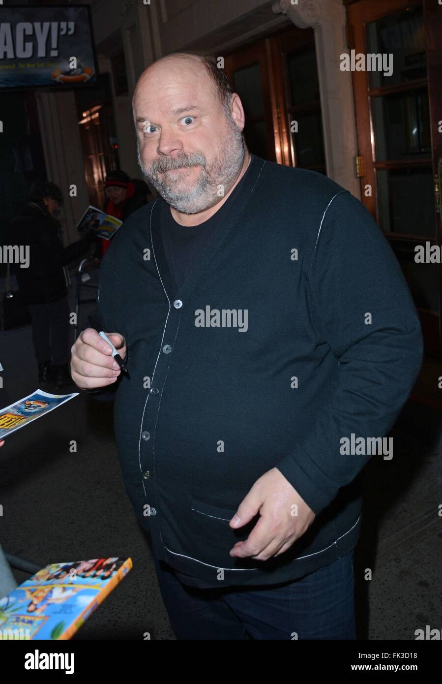 New York, NY, USA. 6th Mar, 2016. Kevin Chamberlin exits "Disaster!" at ...