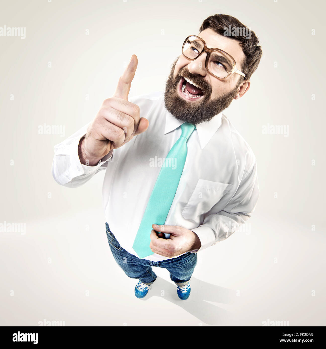 Funny nerd man pointing isolated hi-res stock photography and images ...