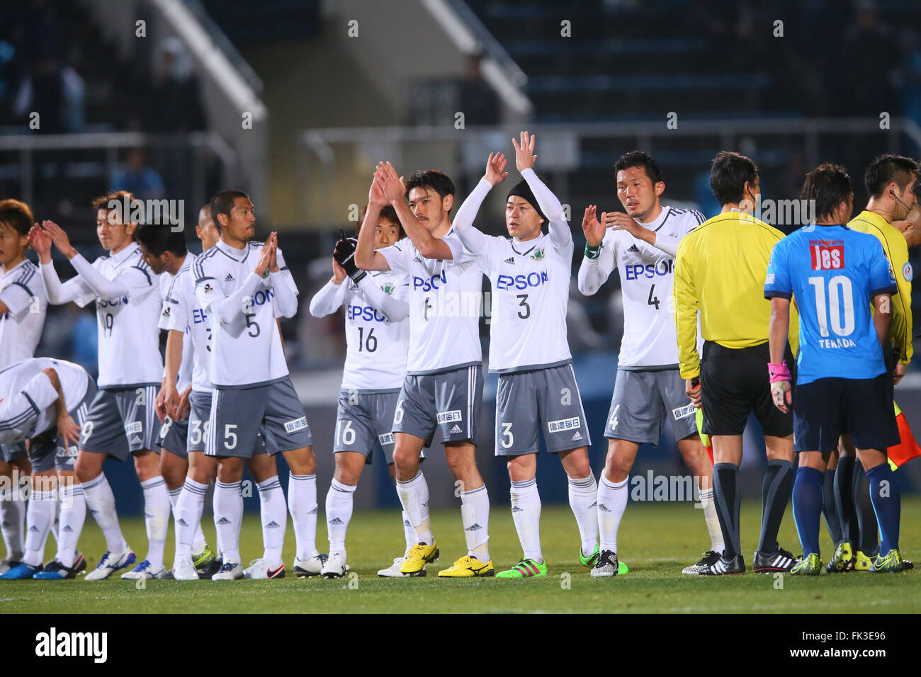 NHK Spring Mitsuzawa Football Stadium, Kanagawa, Japan. 6th Mar, 2016. Matsumoto Yamaga FC team ...
