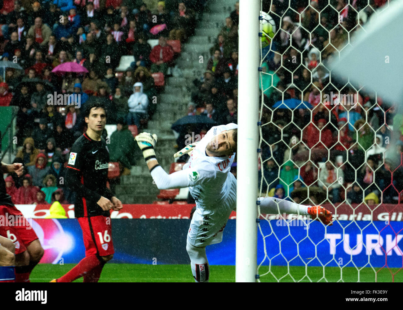 Gijon, Spain. 6th March, 2016. Ivan Cuellar (goalkeeper, Real Sporting ...