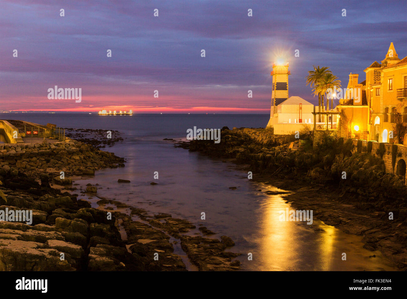 Santa Maria Lighthouse in Cascais in Portugal Stock Photo - Alamy