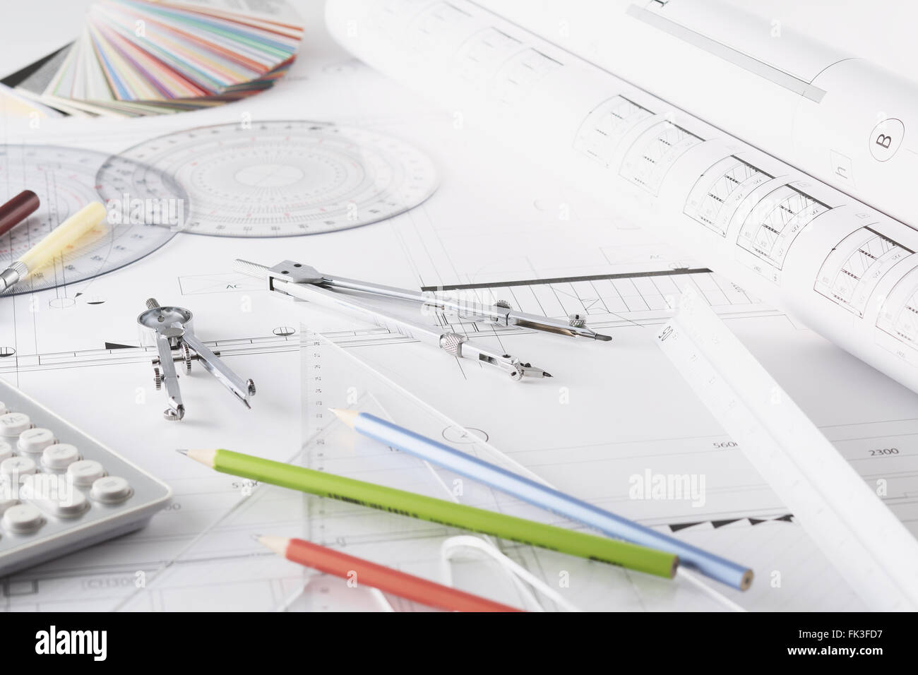 Planimetries in an architect studio Stock Photo - Alamy