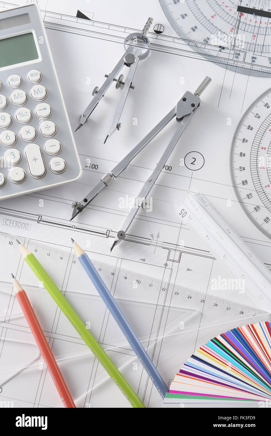 Planimetries in an architect studio Stock Photo - Alamy