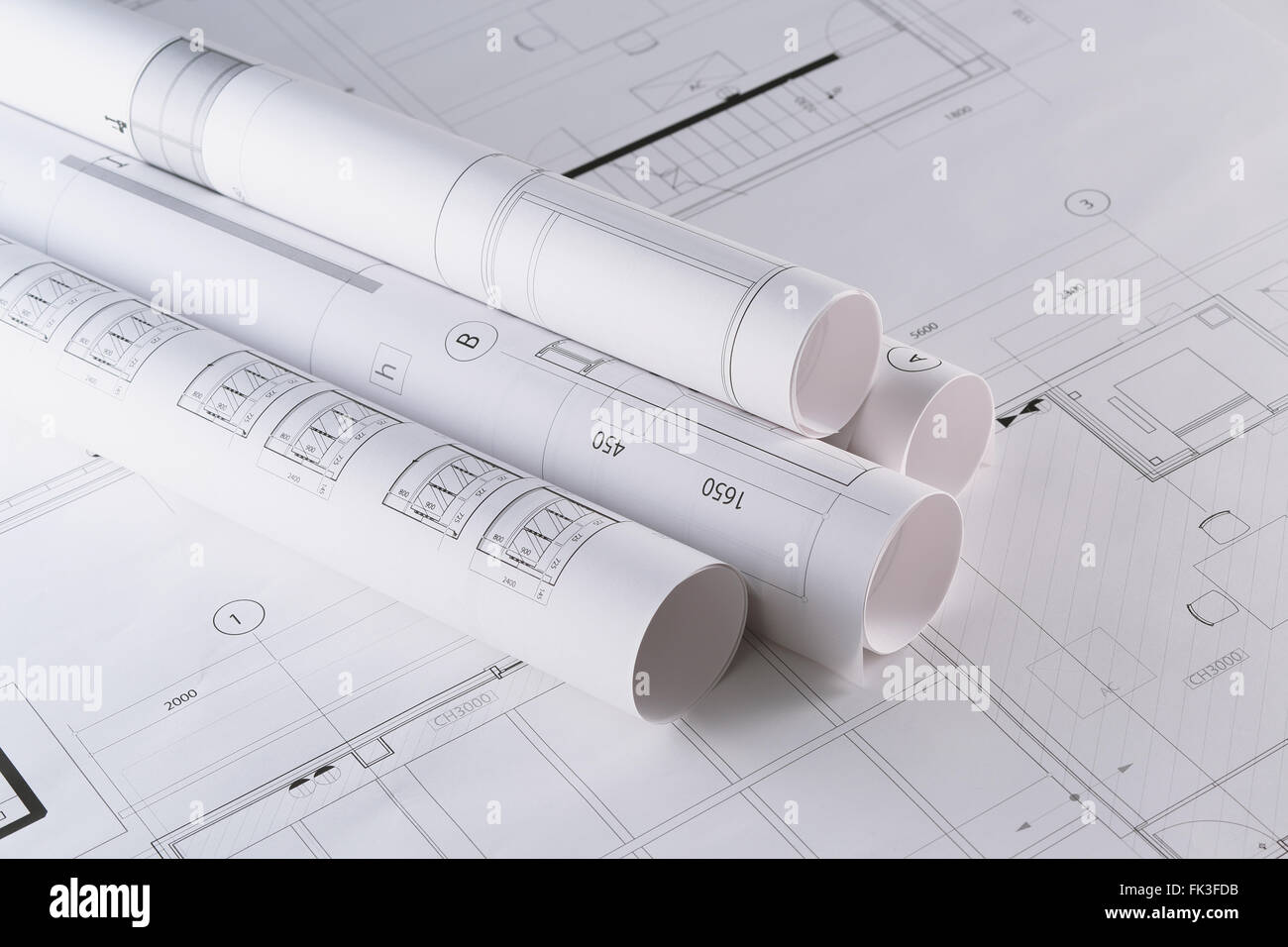 Planimetries in an architect studio Stock Photo - Alamy