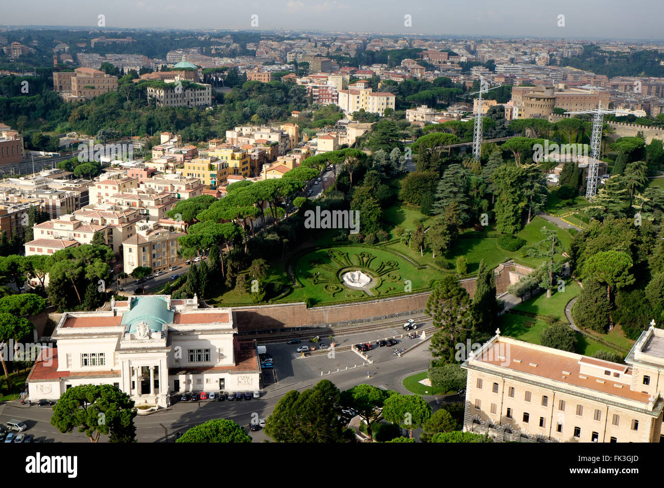 View of the Vatican grounds and Papal residence hall from the roof of ...