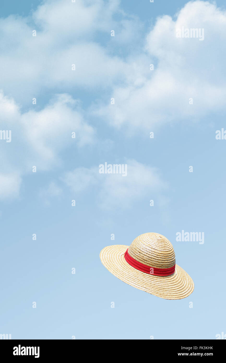 Straw hat flying in the sky Stock Photo - Alamy