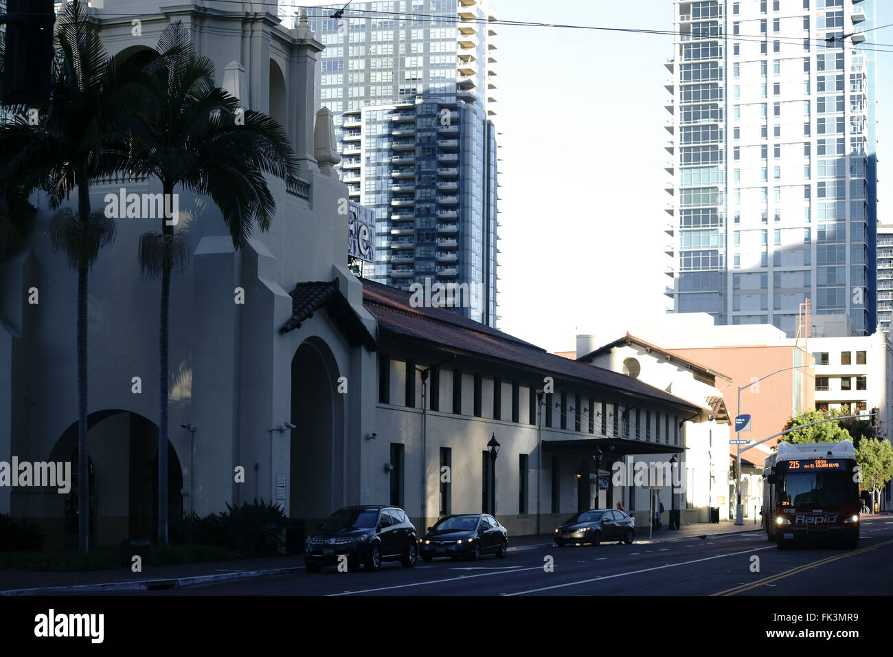 Bus at the Santa Fe Station in San Diego Stock Photo - Alamy