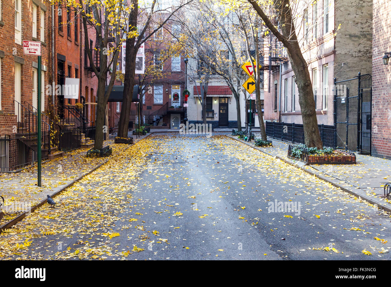 Quiet Empty Commerce Street in the Historic Greenwich Village ...