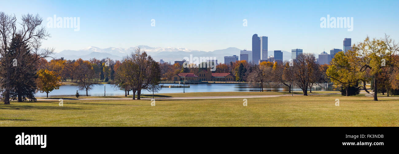 Denver, Colorado Skyline and Front Range Moutains Panoramic Landscape ...