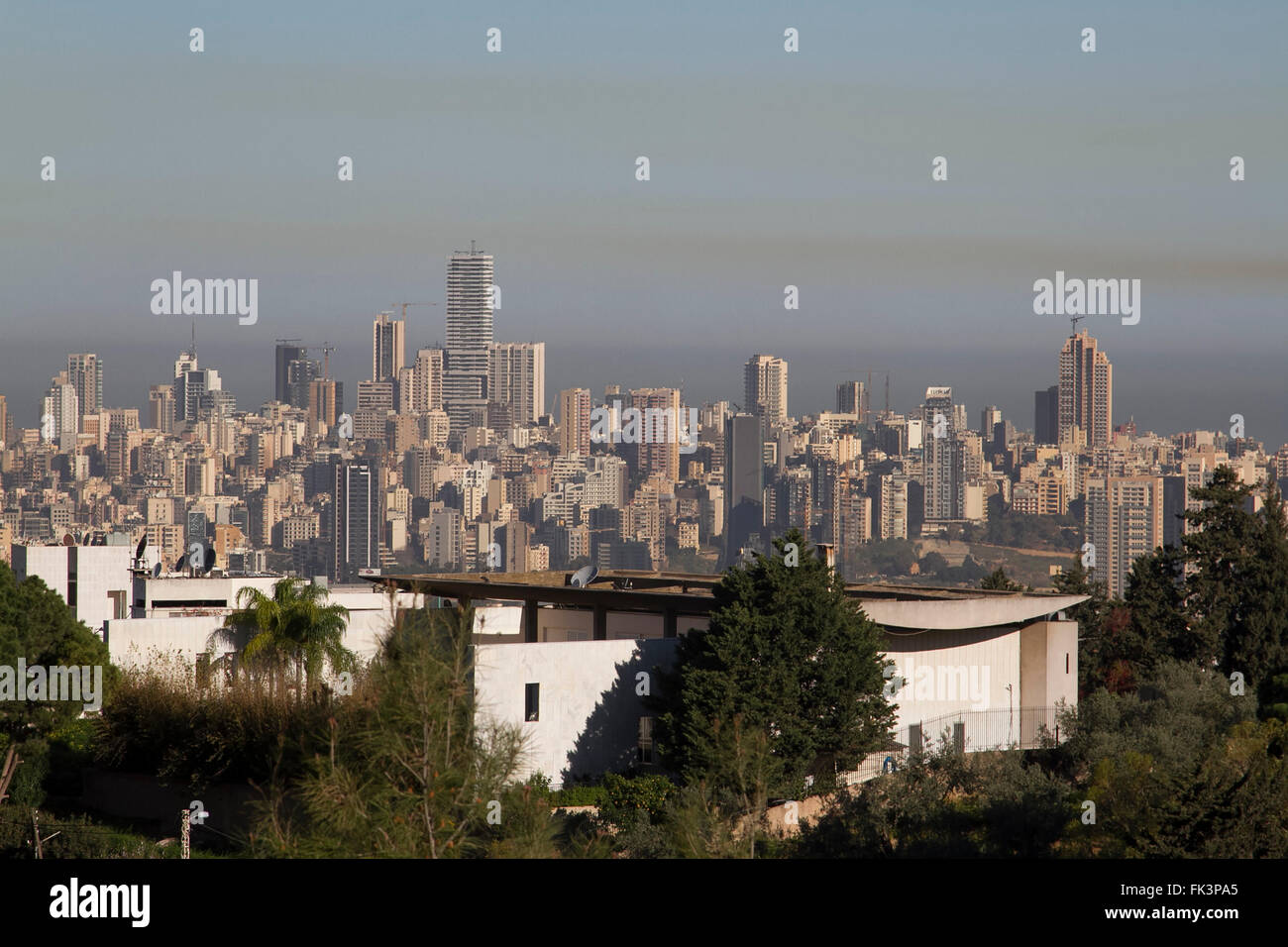 Beirut Lebanon. 7th March 2016. Beirut skyline is covered by double ...
