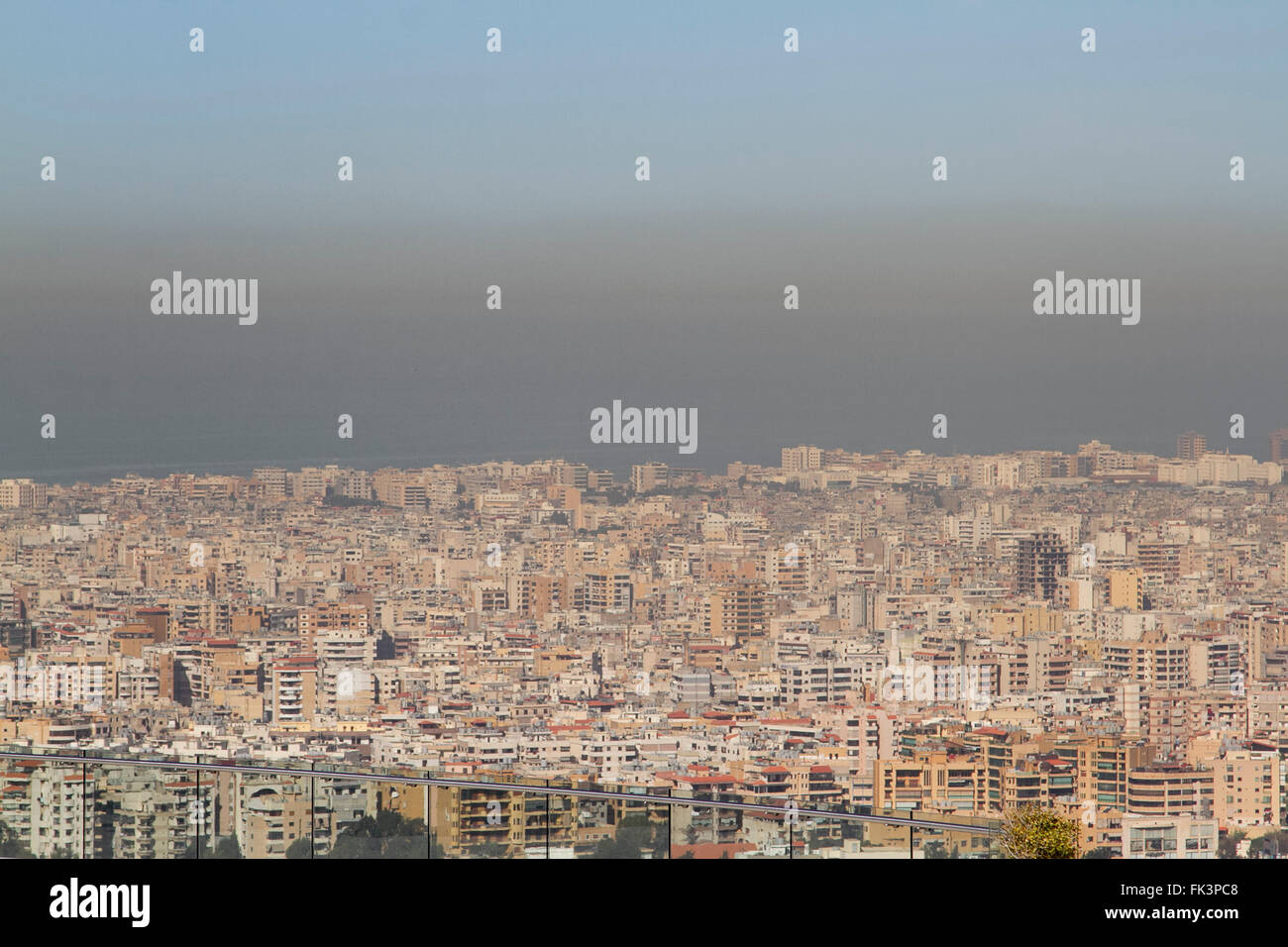 Beirut Lebanon. 7th March 2016. Beirut skyline is covered by thick ...