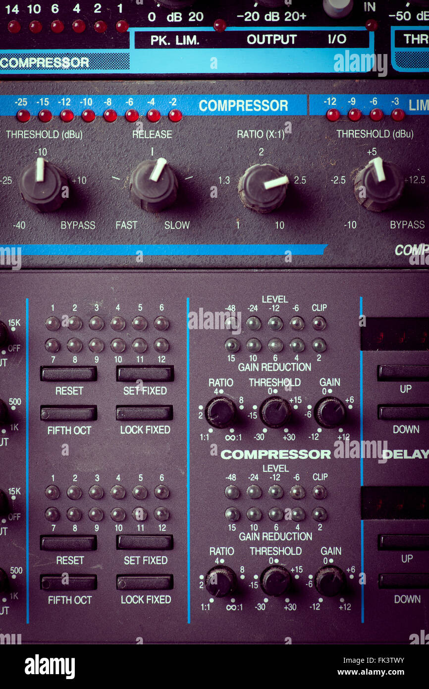 Color image of many buttons in a sound recording studio Stock Photo - Alamy