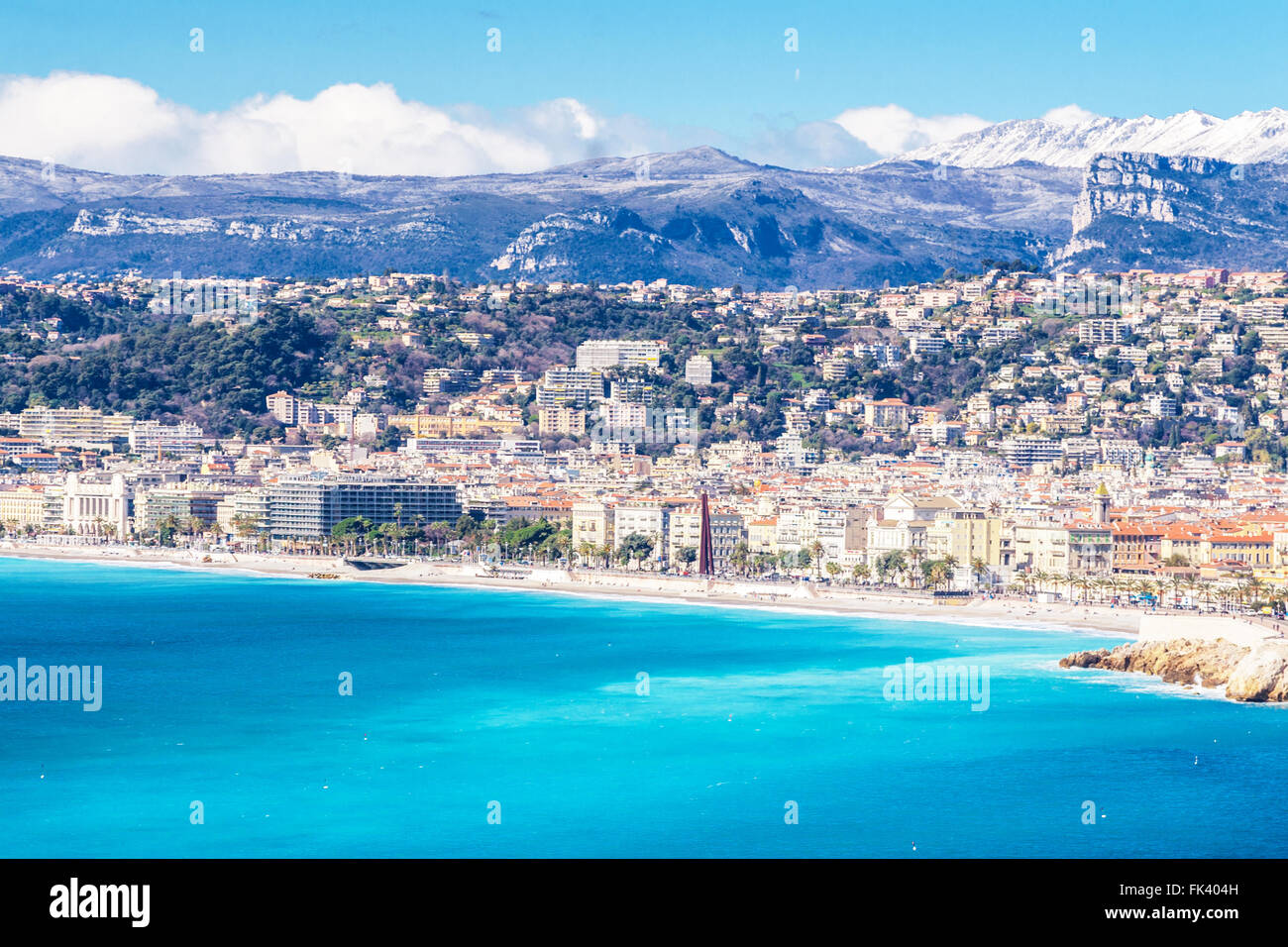 Panoramic view of coastline and beach with blue sky, luxury resort and ...