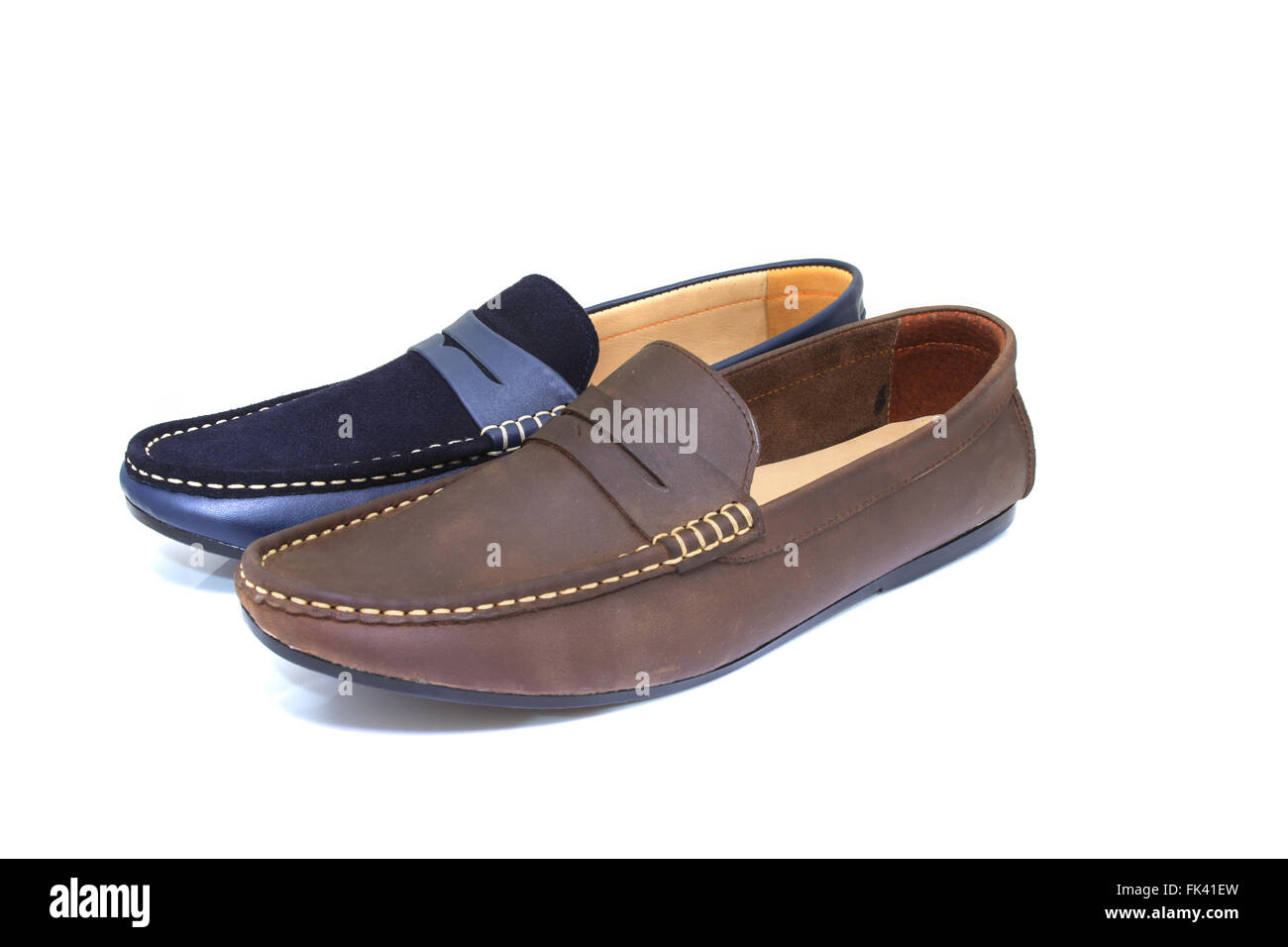 Mix leather man's shoes isolated on white background. man's fashion ...