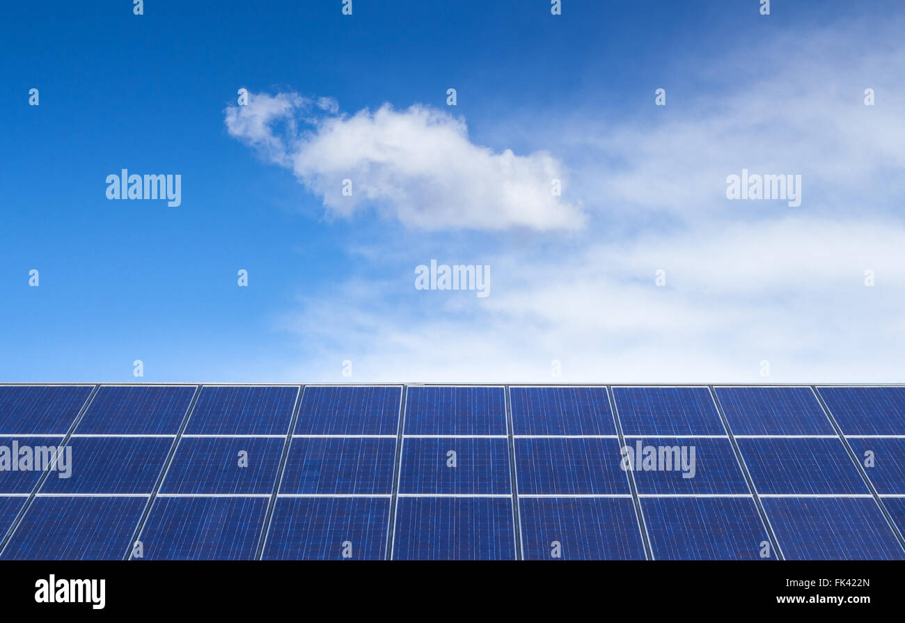 Solar cell power energy grid technology in sky background design Stock ...