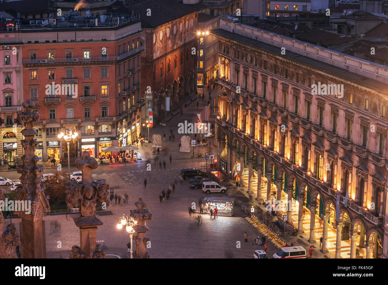 Milan, Italy: aerial view of Cathedral square, Piazza del Duomo Stock ...