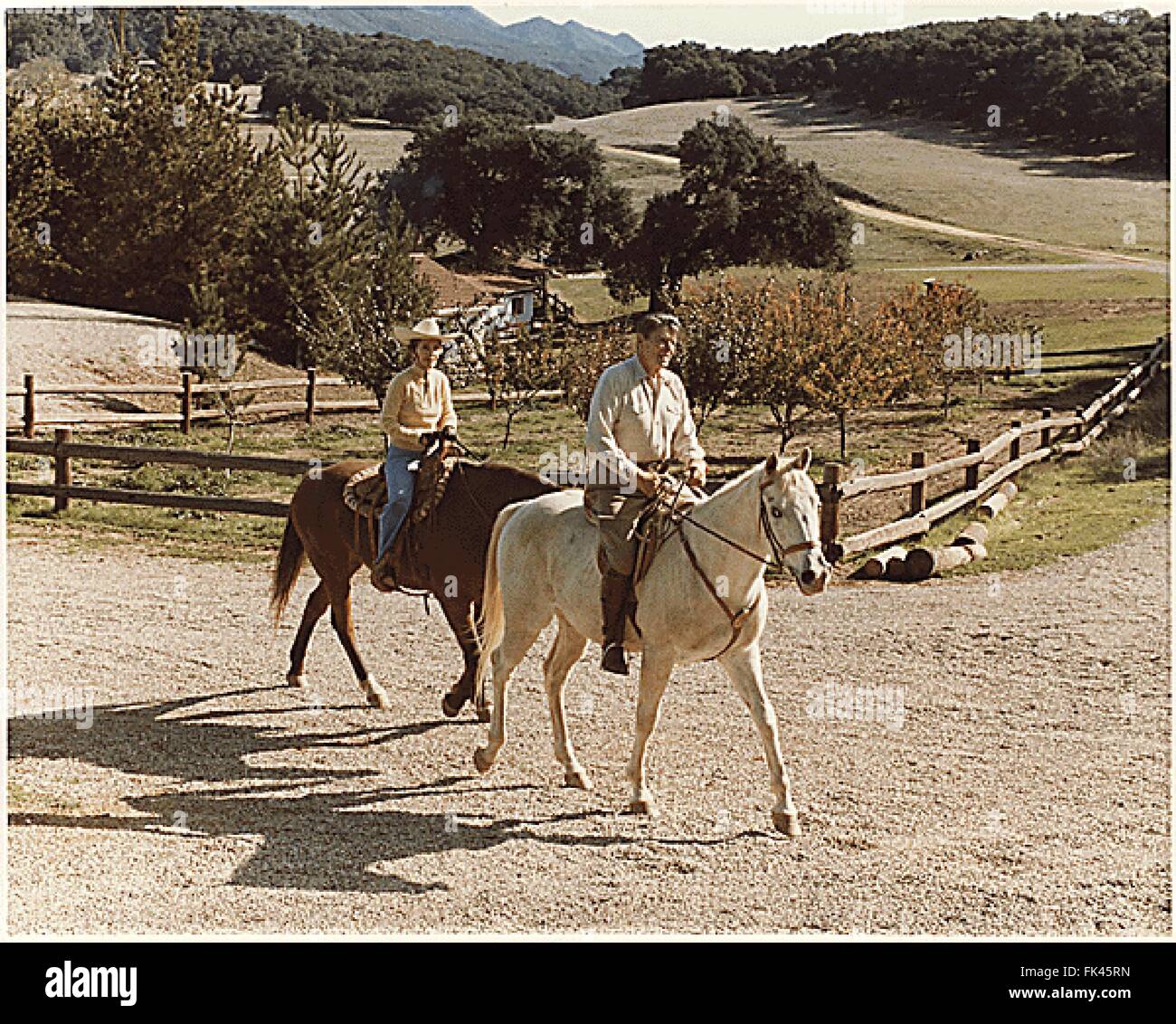 U.S. President Ronald Reagan and First Lady Nancy Reagan Horseback ...