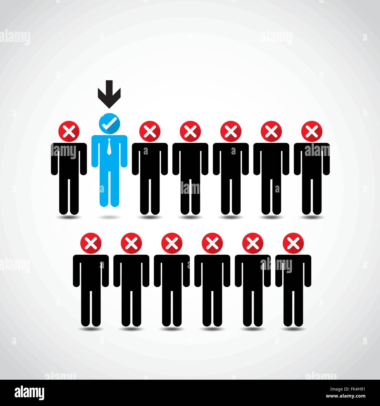 Boss choosing the perfect businessman for the job. Vector illustration ...