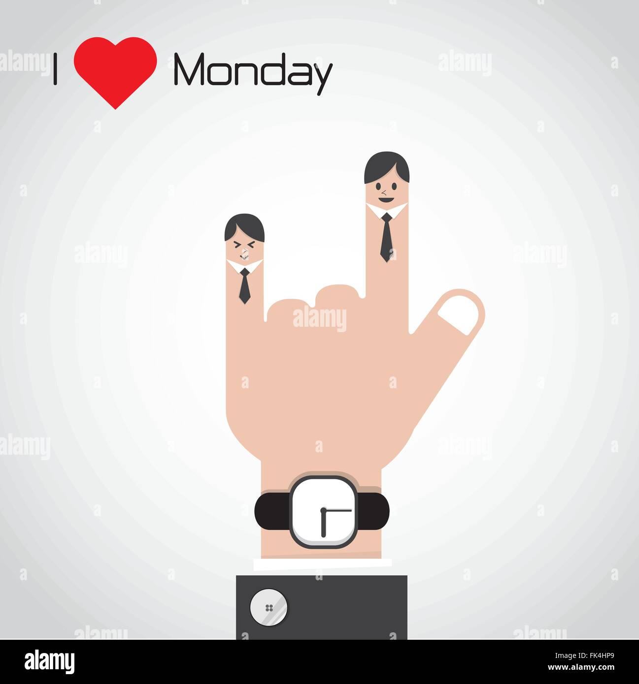 I love monday concept.Cartoon and businessman symbol, business concept ...