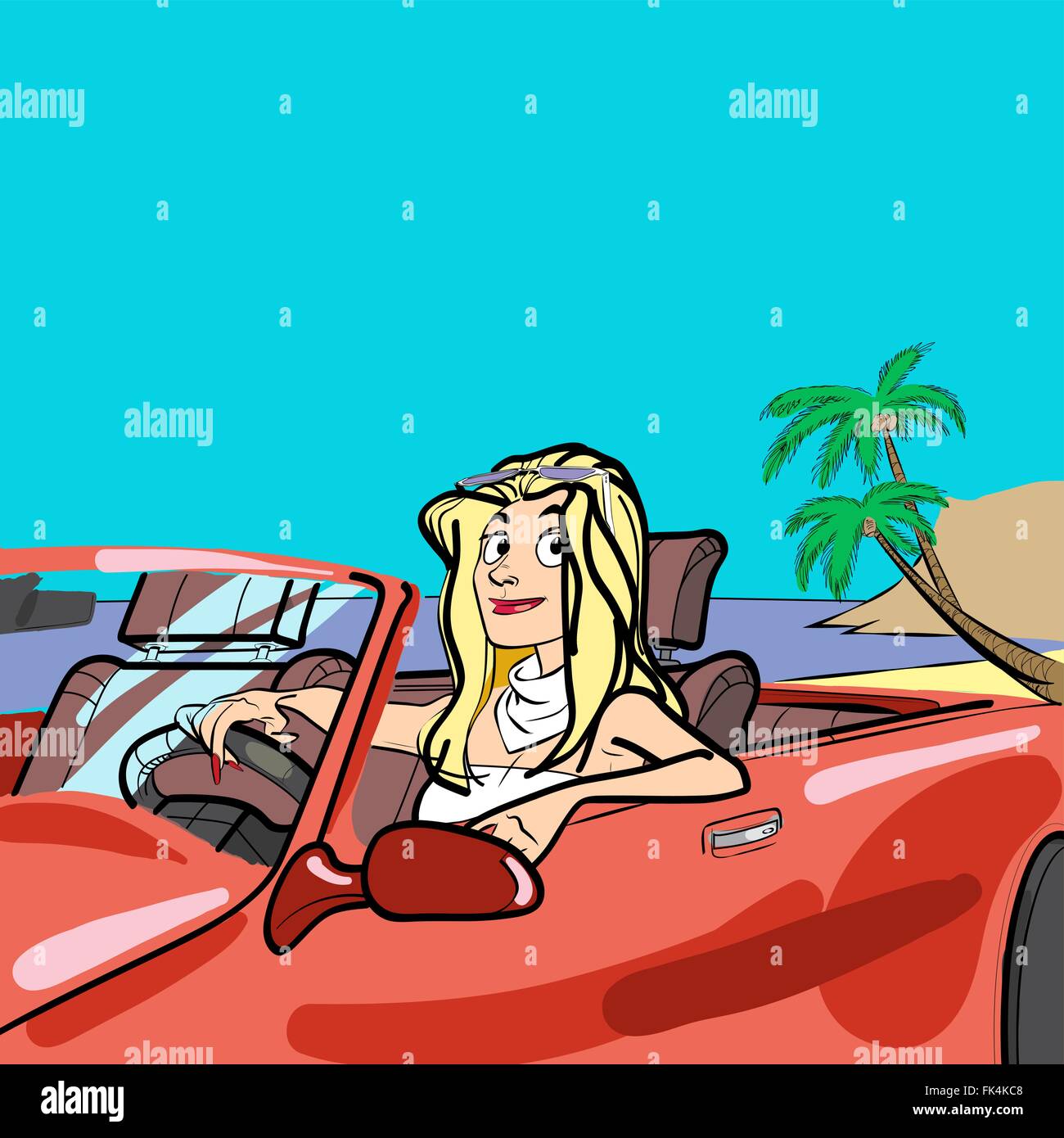 Girl car convertible Stock Vector Image & Art - Alamy