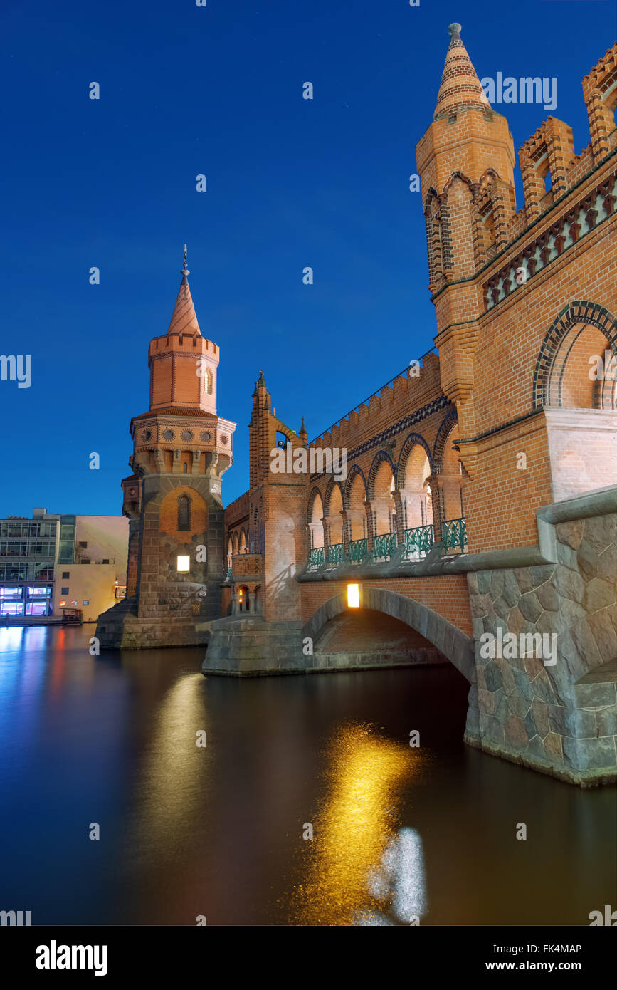 The beautiful Oberbaumbruecke in Berlin at night Stock Photo - Alamy