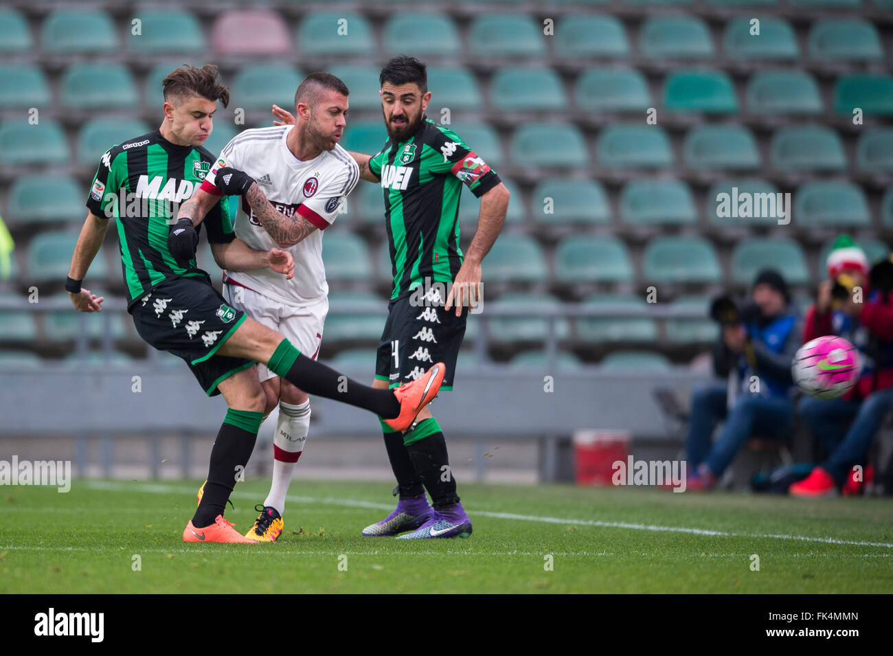 Reggio Emilia, Italy. 6th Mar, 2016. (L-R) Luca Antei (Sassuolo ...