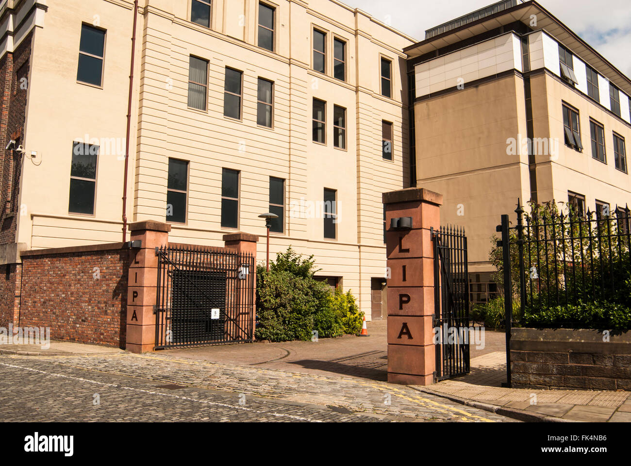 Liverpool Institute of Performing Arts (LIPA) gates on Pilgrim Street ...