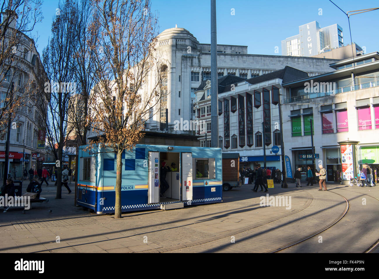 Portable police station situated in Piccadilly, central Manchester ...