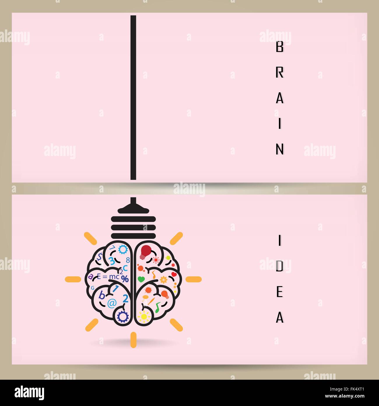 Creative brain Idea and light bulb banner concept, design for poster ...