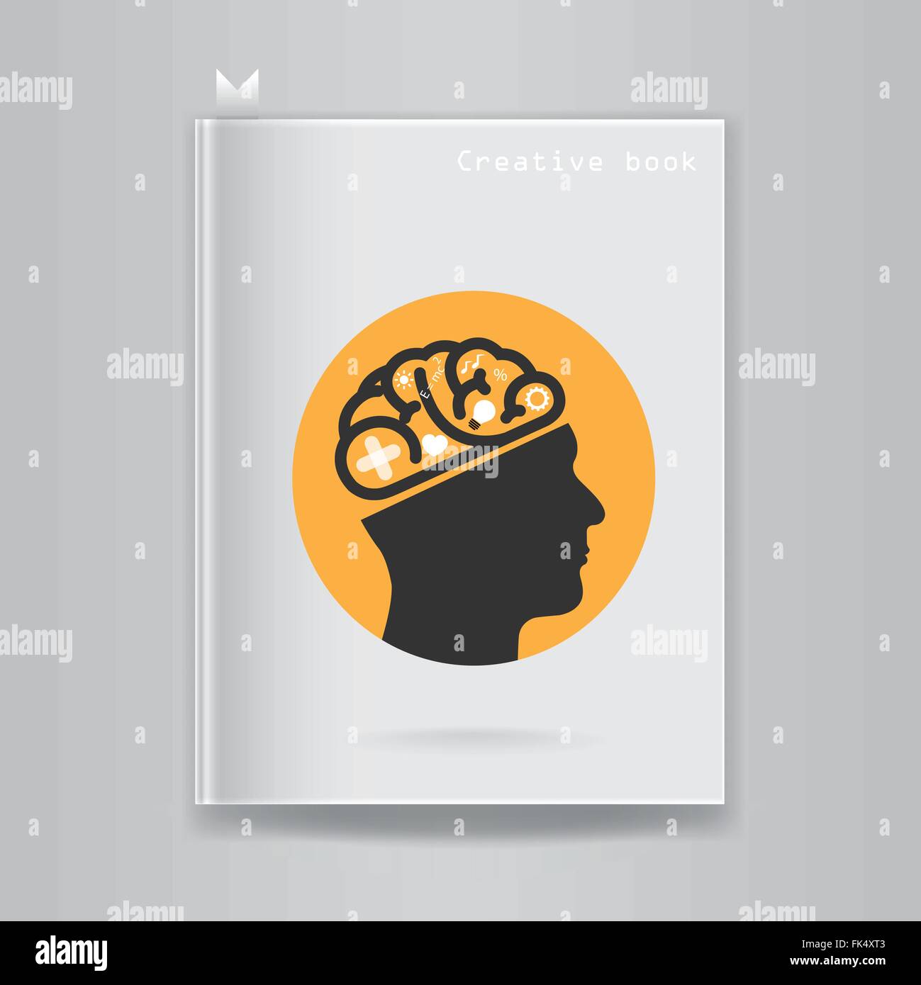 Creative brain idea concept on blank book cover. Vector illustration ...