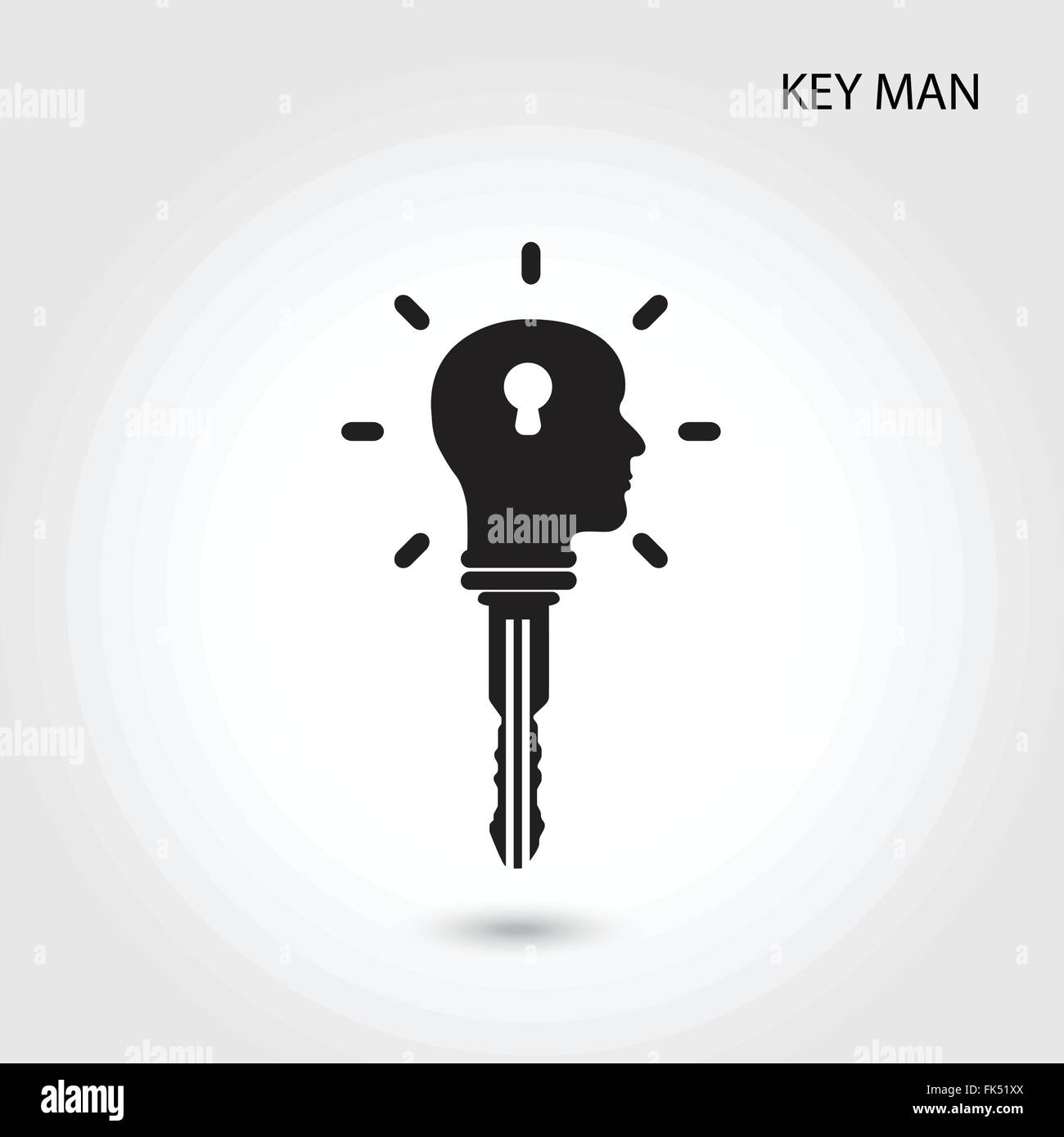 Creative silhouette head idea concept with key symbol,design for poster ...