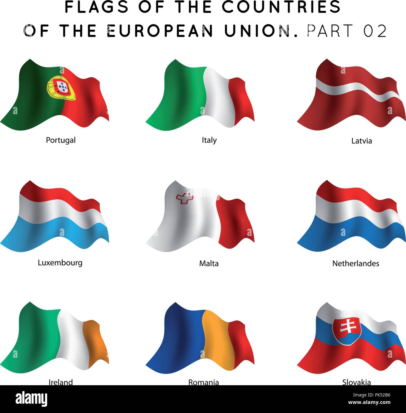 Flying European Countries Flags Stock Vector Images - Alamy