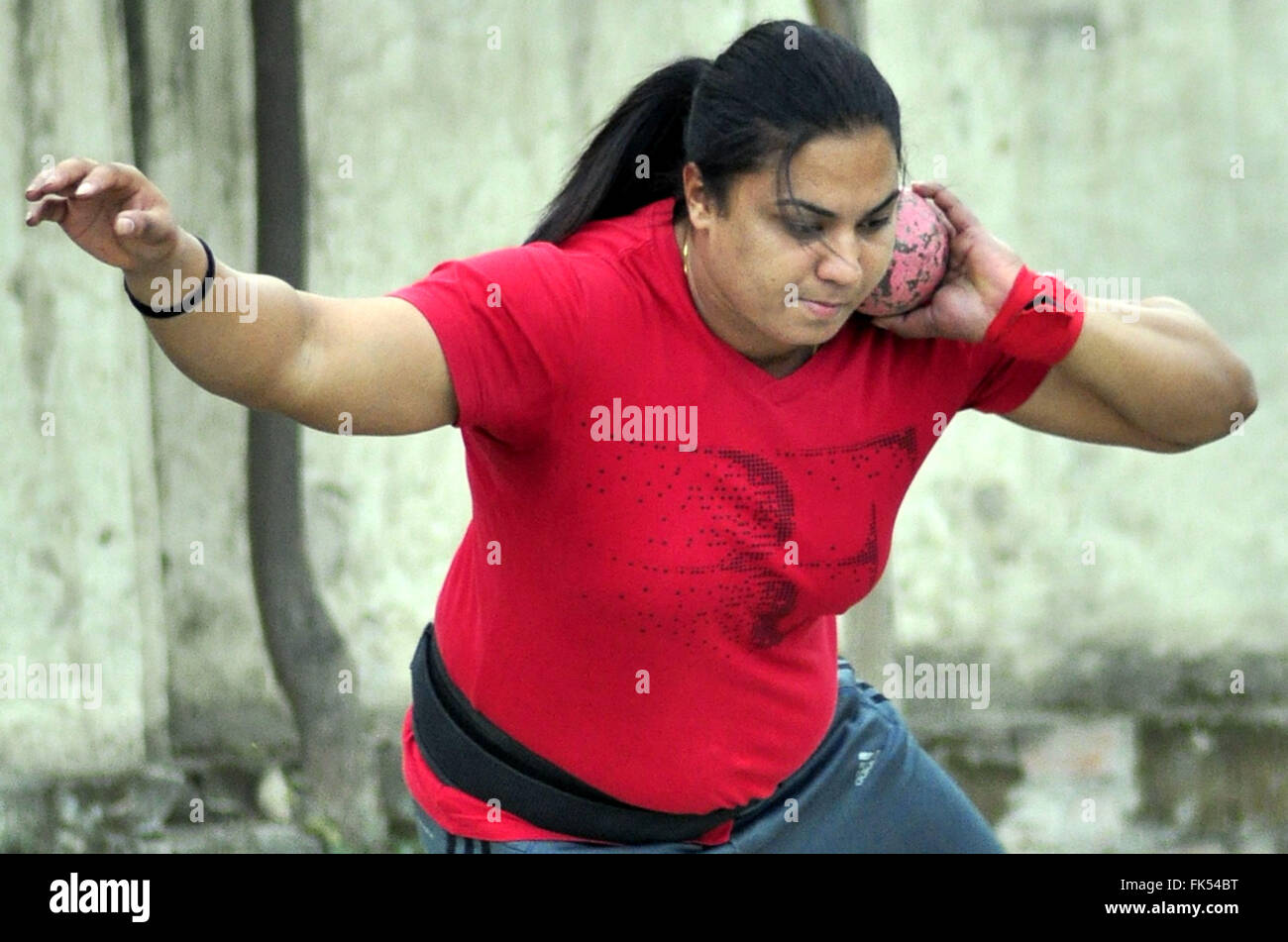 Patiala, India. 05th Mar, 2016. Indian woman Shot-Putter Manpreet Kaur ...