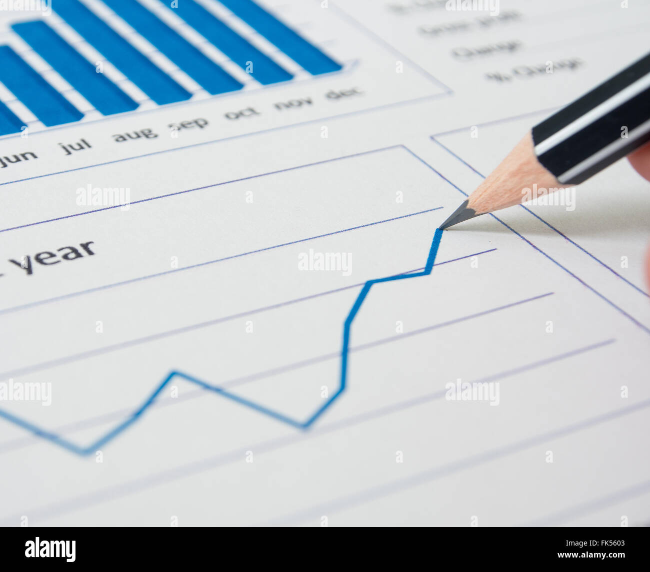 Analysis of data from line graphs. select focus Stock Photo - Alamy