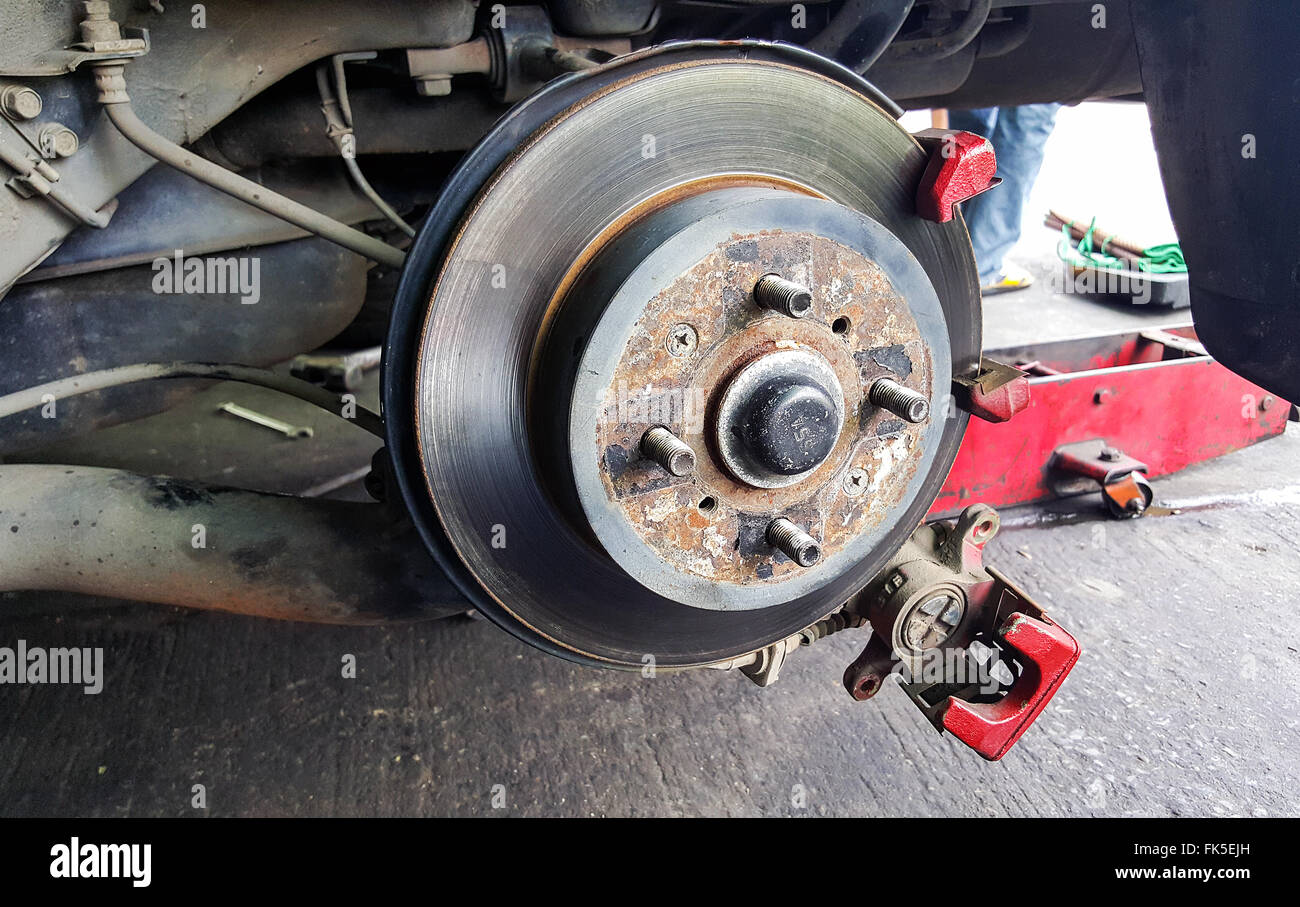 Disc brakes front of the car to use for the old and rusty Stock Photo ...