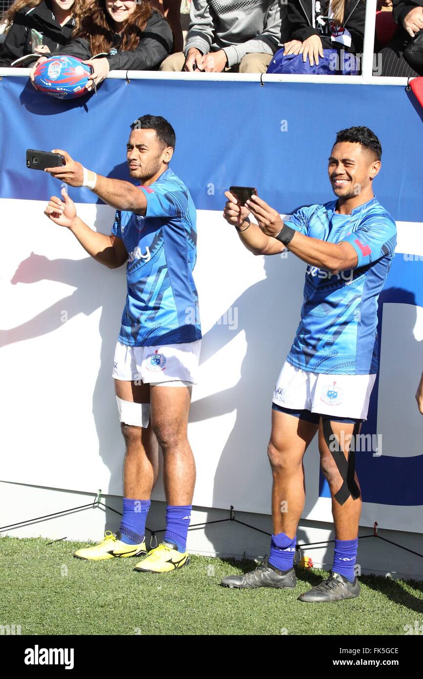 Las Vegas, NV, USA. 6th Mar, 2016. Phoenix Hunapo-Nofoa of Samoa, Alex ...