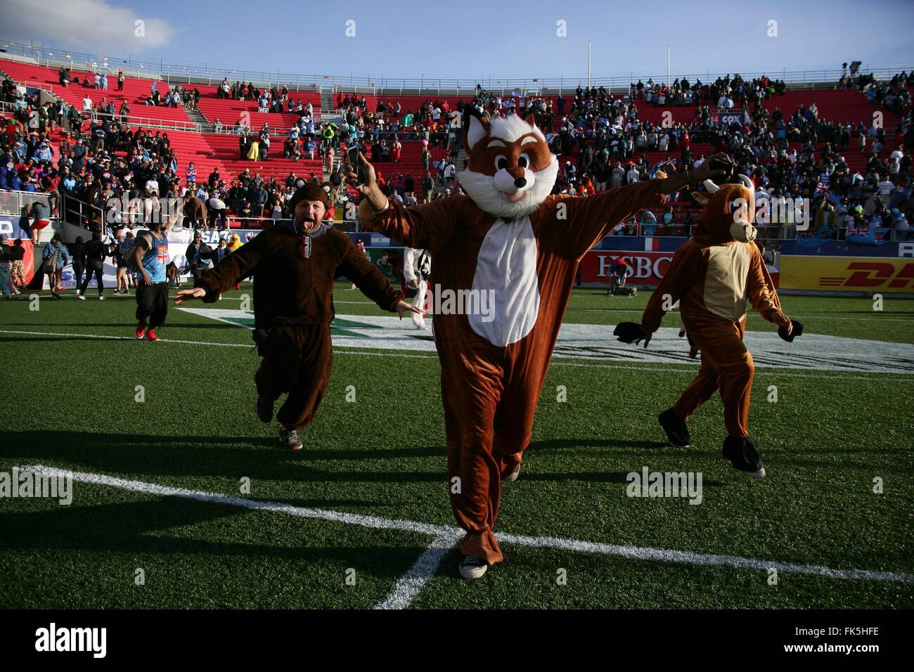 Las Vegas, NV, USA. 6th Mar, 2016. Rugby fans in costumes running in ...