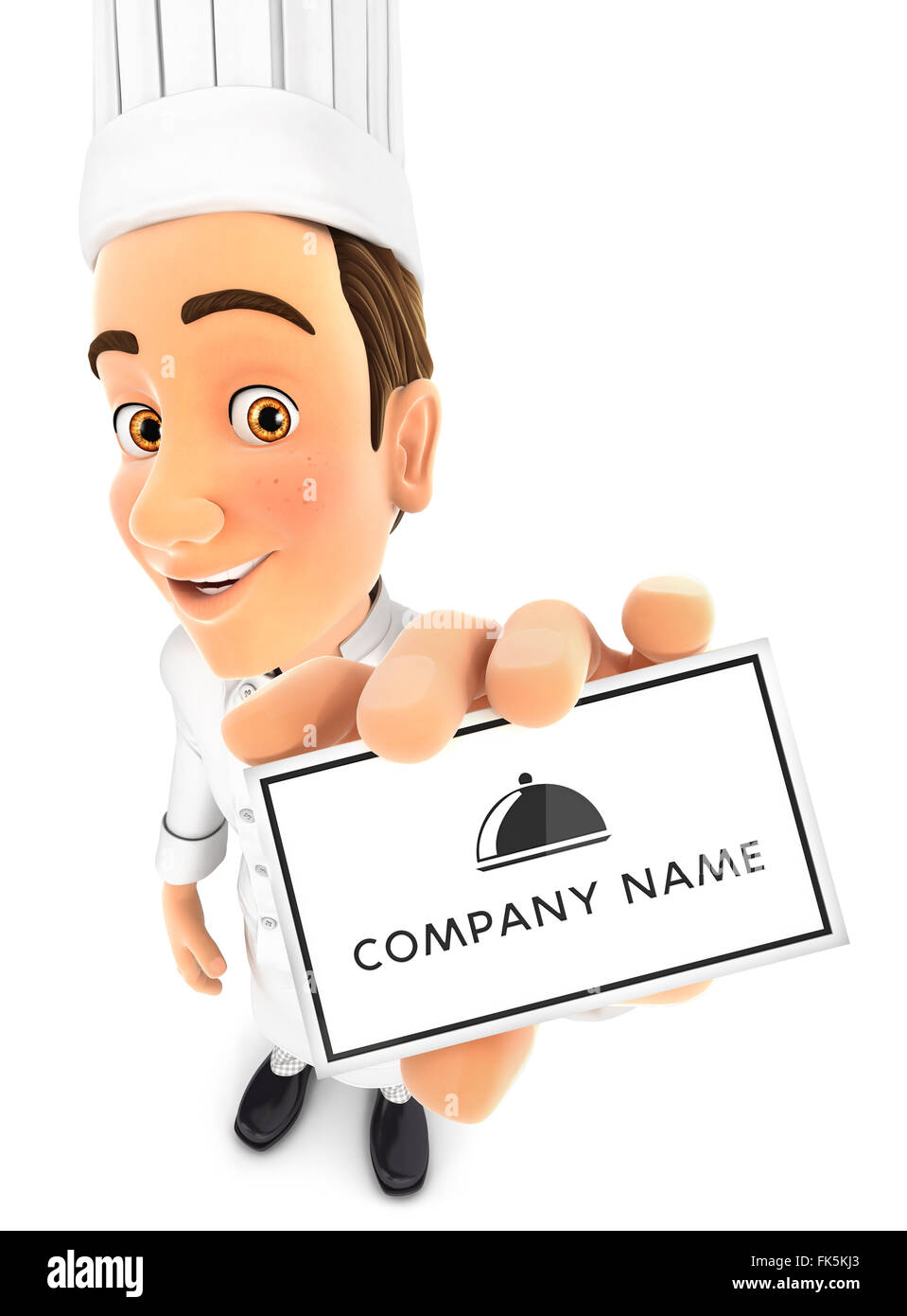 3d head chef holding company card, isolated white background Stock ...
