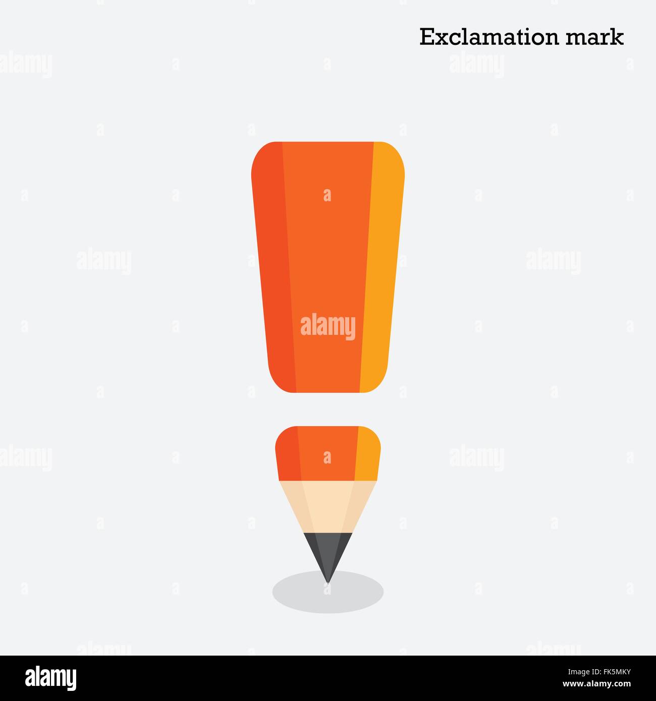 Pencil exclamation mark on background. Education concept. Vector ...