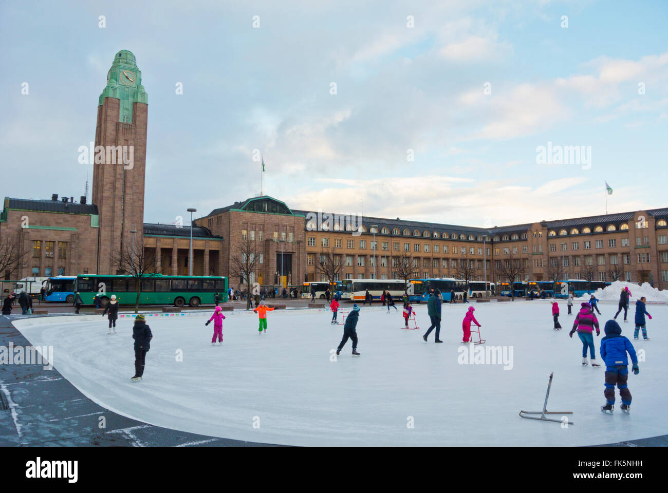 Ice skating rink, next to central railway station, Rautatientori ...