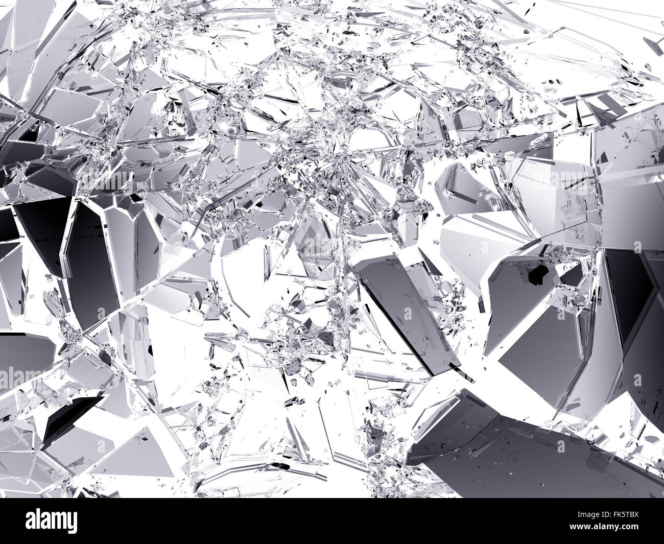 Pieces of Broken or Shattered glass isolated on white. Large resolution ...