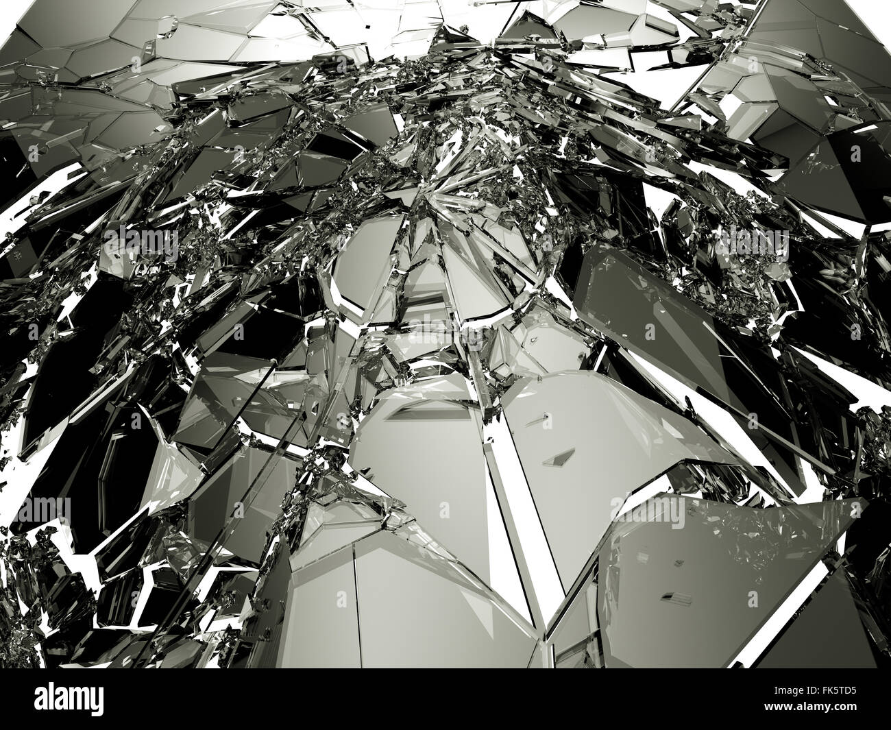 Pieces of demolished or Shattered glass on white. Large resolution ...