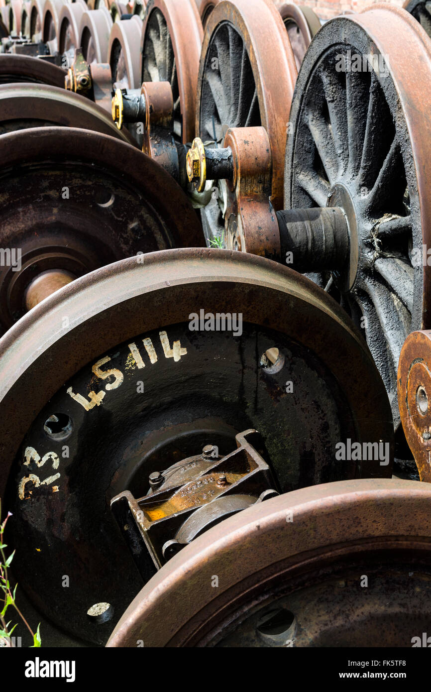 Iron railway wheels Derbyshire England Stock Photo - Alamy