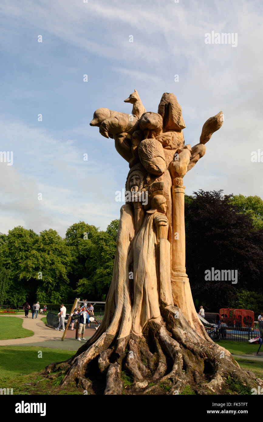 Tree carving in Buxton Pavilion gardens, Derbyshire in Spring, 2014 by ...