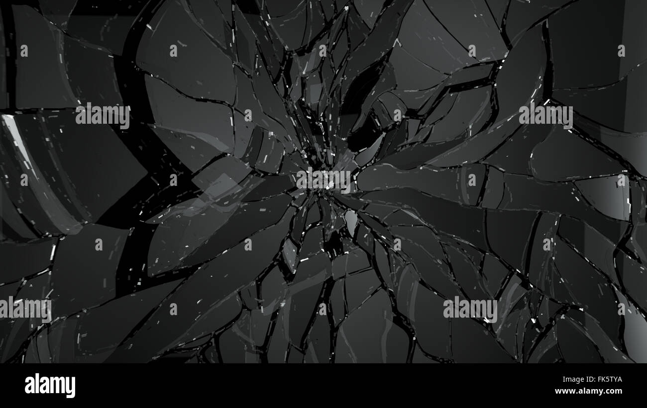 Pieces of Shattered glass on black background. Large resolution Stock ...
