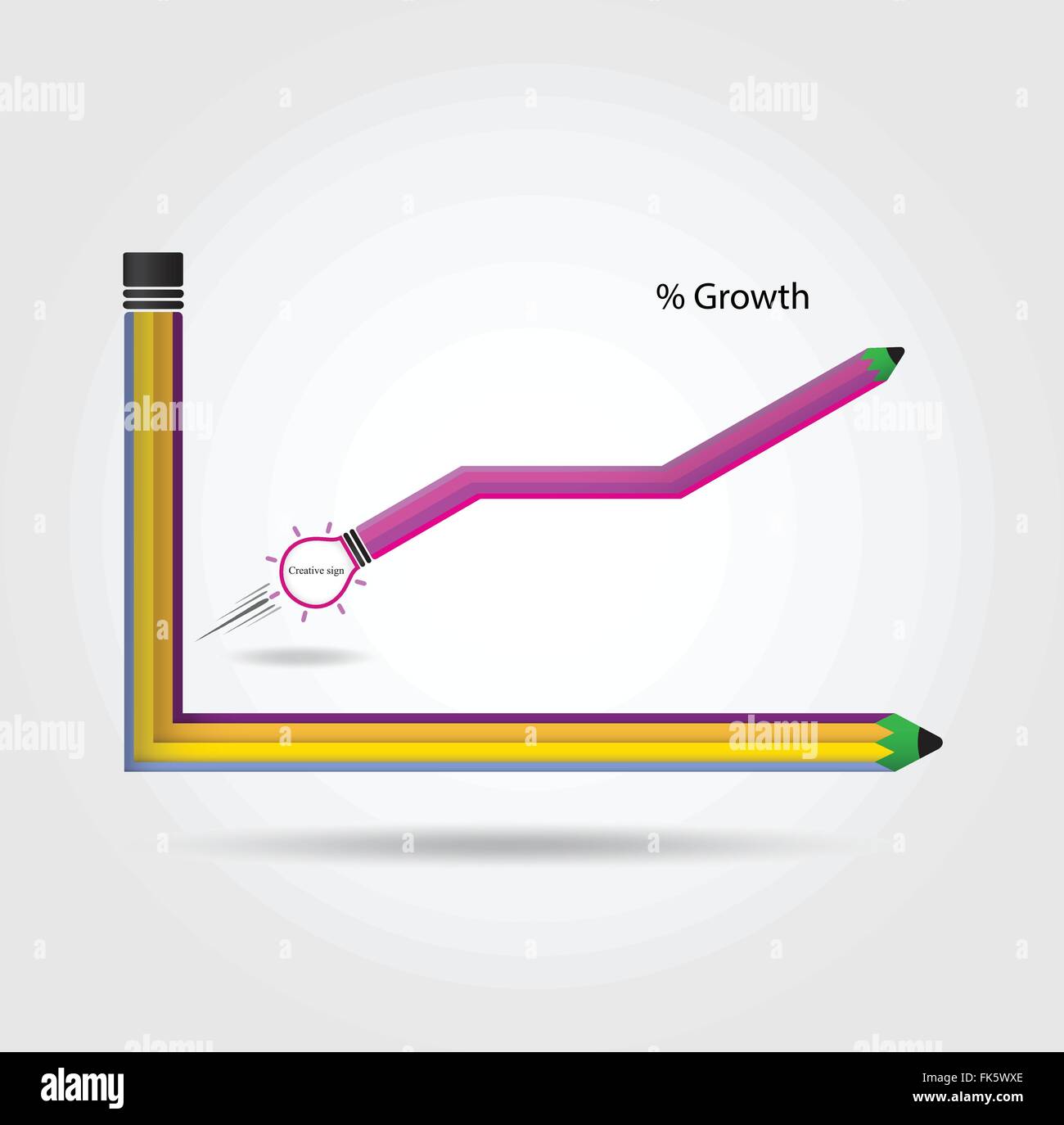 The pencils and graph increase on background, business sign. vector ...