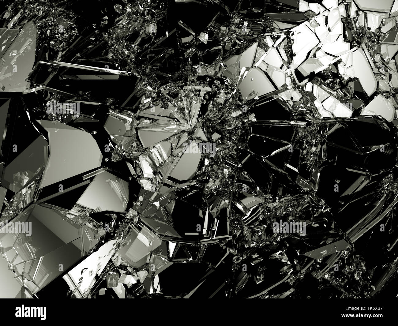 Shattered glass: sharp Pieces on black. Large resolution Stock Photo ...
